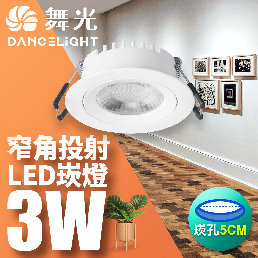 舞光DanceLight 浩克 3W 窄角聚光照明 可調角度 LED崁燈 – HOUSING